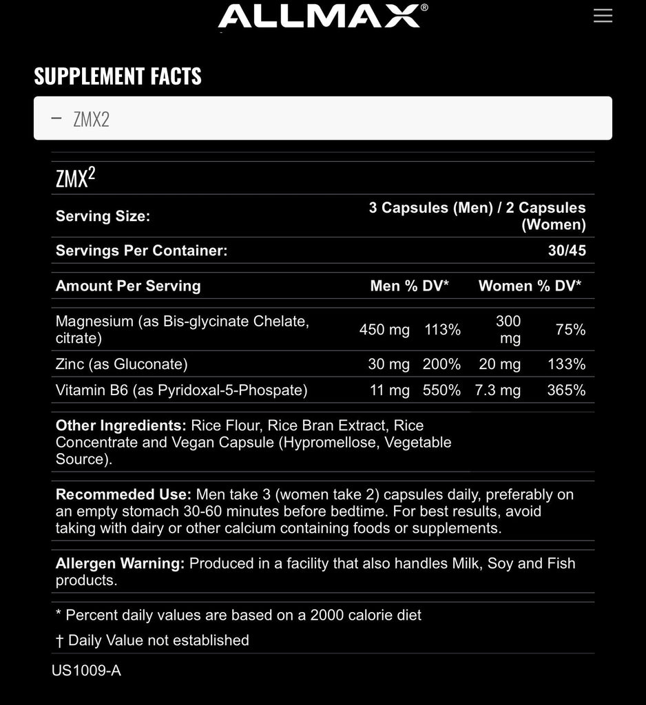 Allmax Nutrition ZMX | Health & Body Nutrition – Health & Body Nutrition